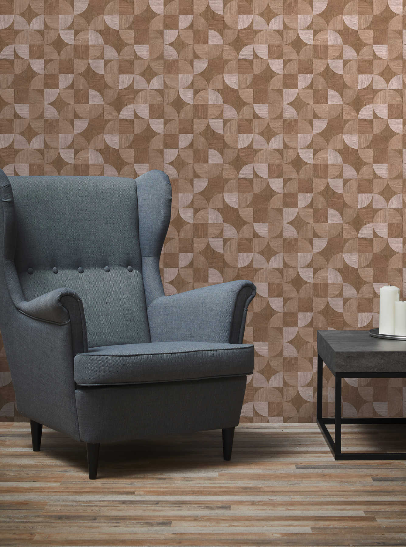 Nordic Copenhagen - Geometric Wood Wallpaper - Light Brown – The Inside