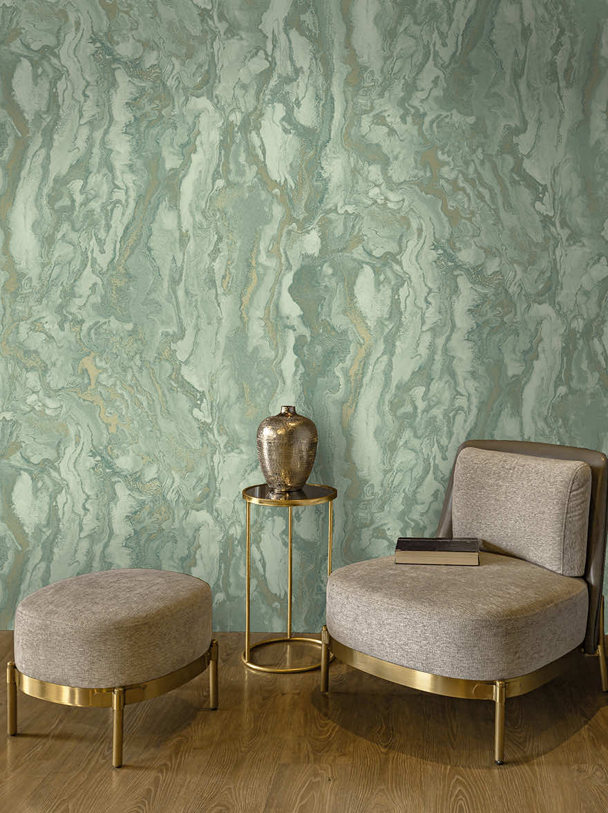 Thassos Wallpaper - Duck Egg – The Inside