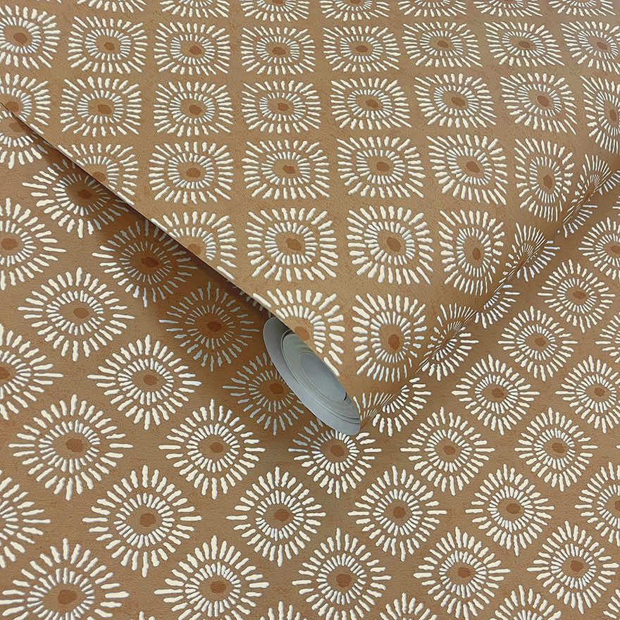 Sunstone - Soft Geometric Wallpaper - Orange – The Inside