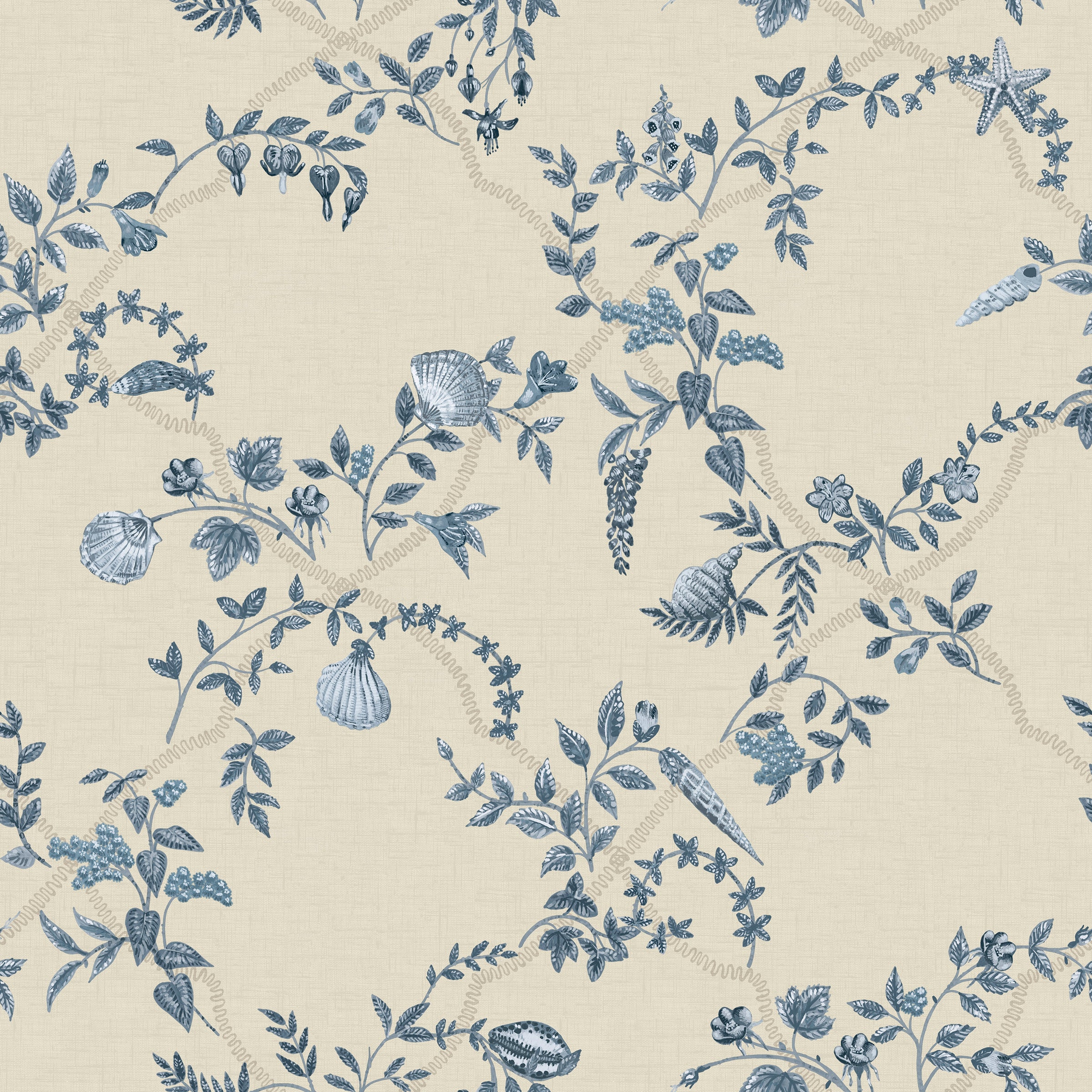 Marina Wallpaper - Navy/Cream – The Inside