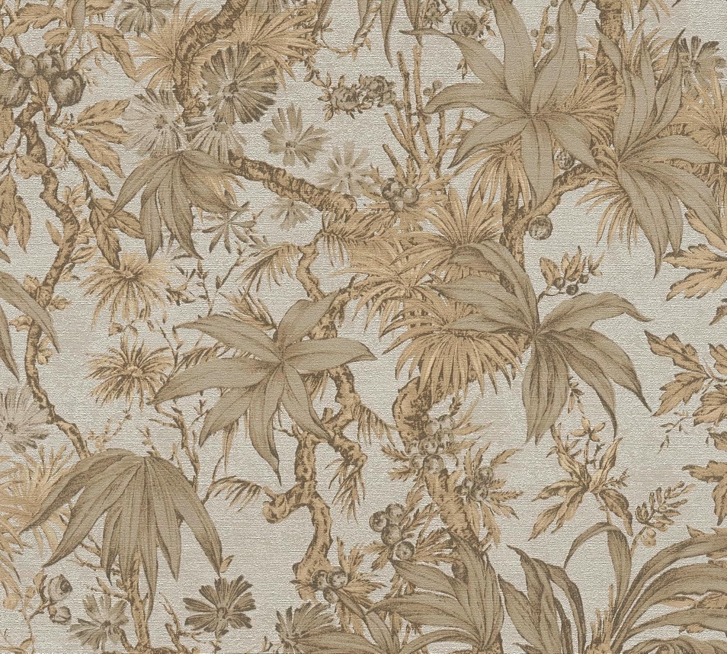 Sepia Memories - Jungle Wallpaper - Beige Metallic – The Inside