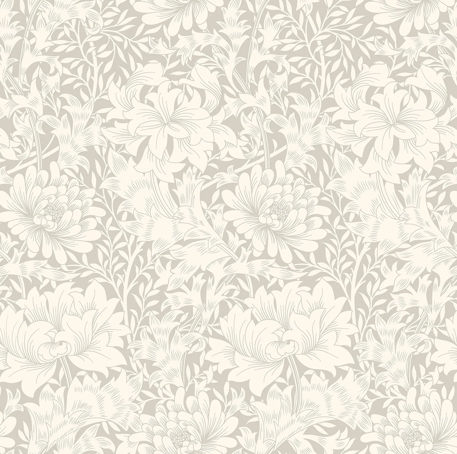 Chrysanthemum - Eden by Morris Wallpaper - Dove – The Inside