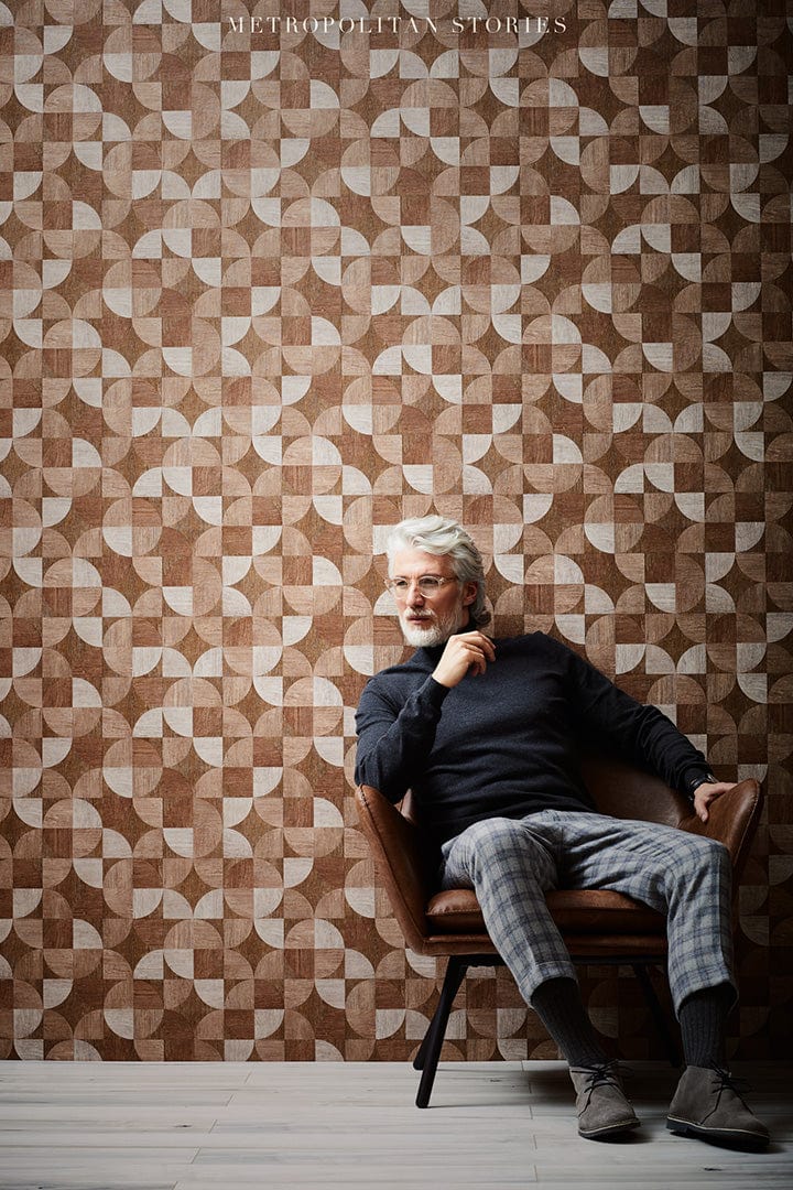 Nordic Copenhagen - Geometric Wood Wallpaper - Light Brown – The Inside