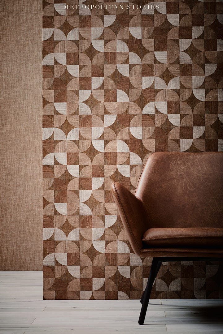 Nordic Copenhagen - Geometric Wood Wallpaper - Light Brown – The Inside