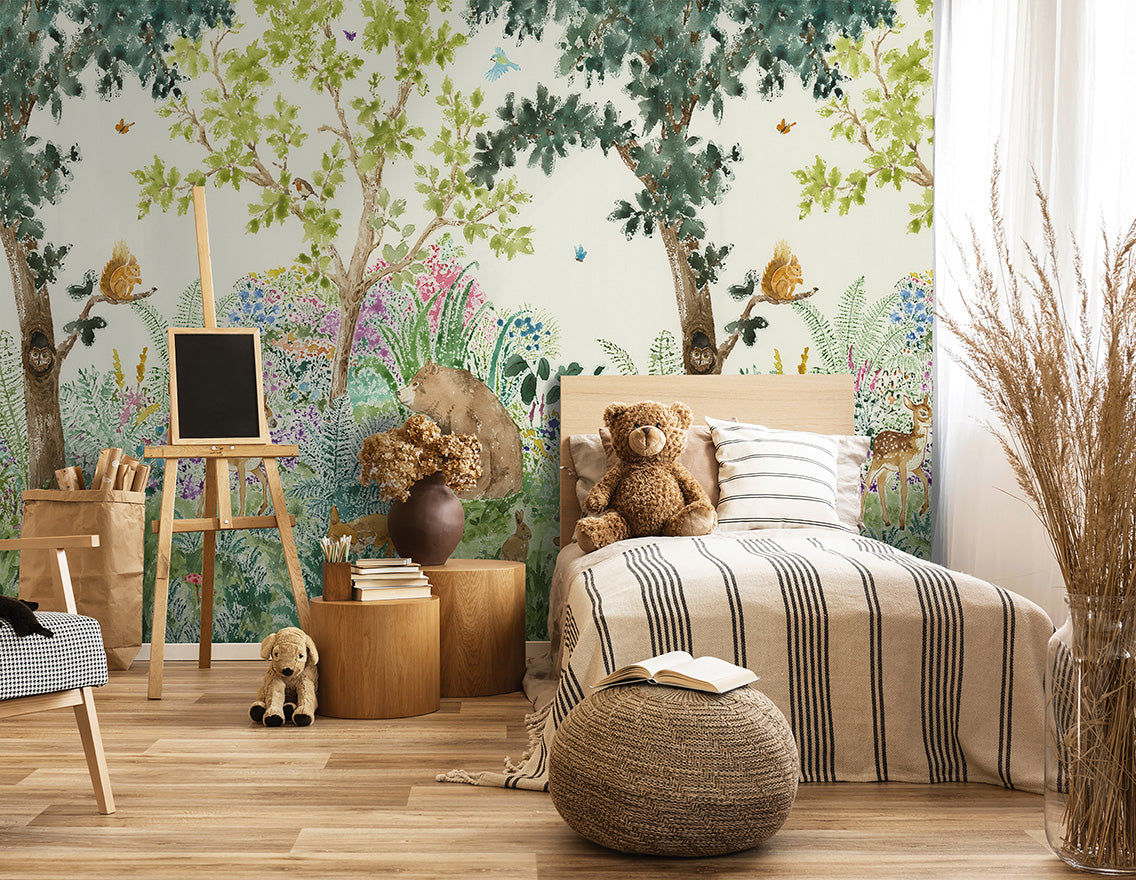 Forrest Friends painted scene mural, Wallpaper Online NZ | The Inside